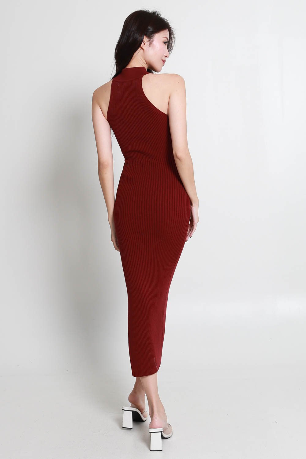 Yue Slit Knit Qipao (Maroon) | Carrislabelle