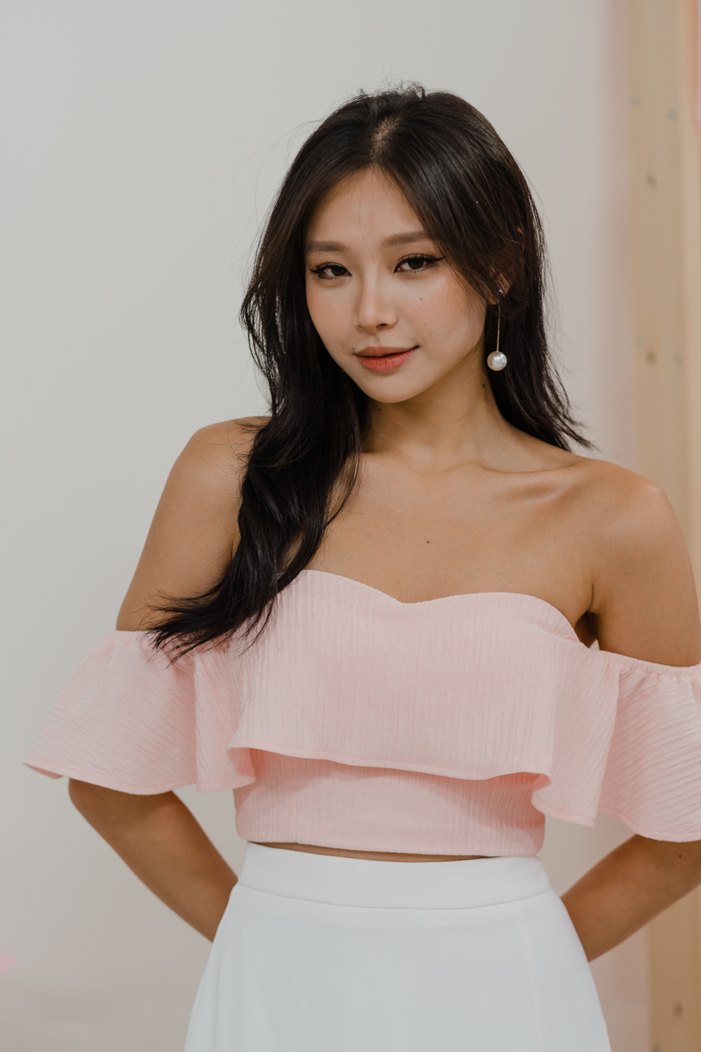 Cherie Sweetheart Off Shoulder Top (Pink) | Carrislabelle