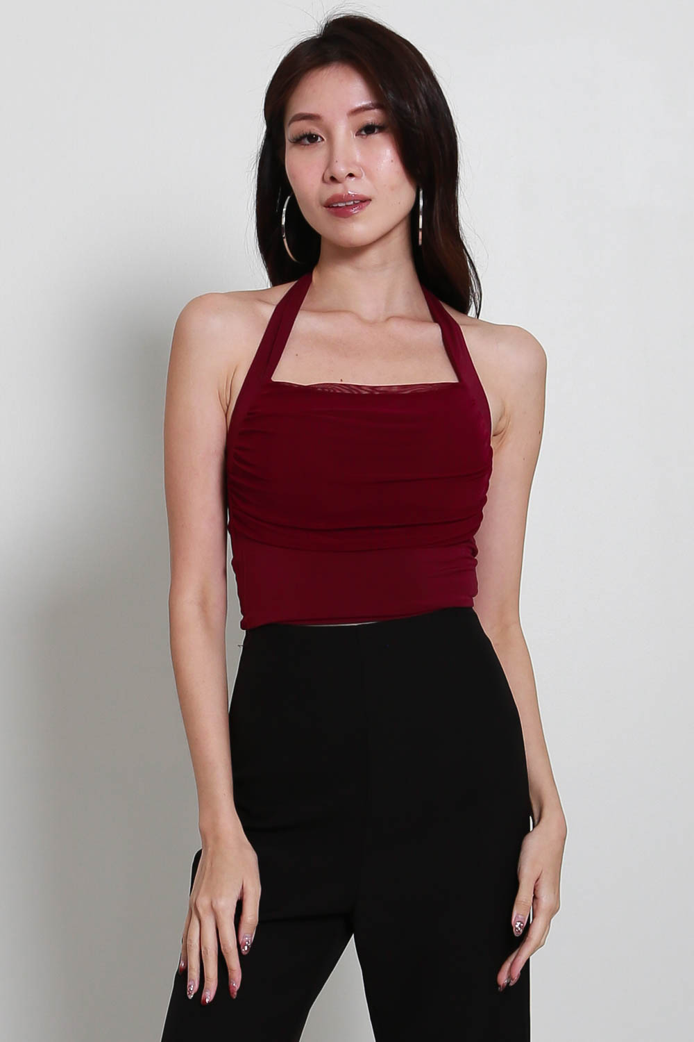 Noelle Mesh Halter (Wine) | Carrislabelle