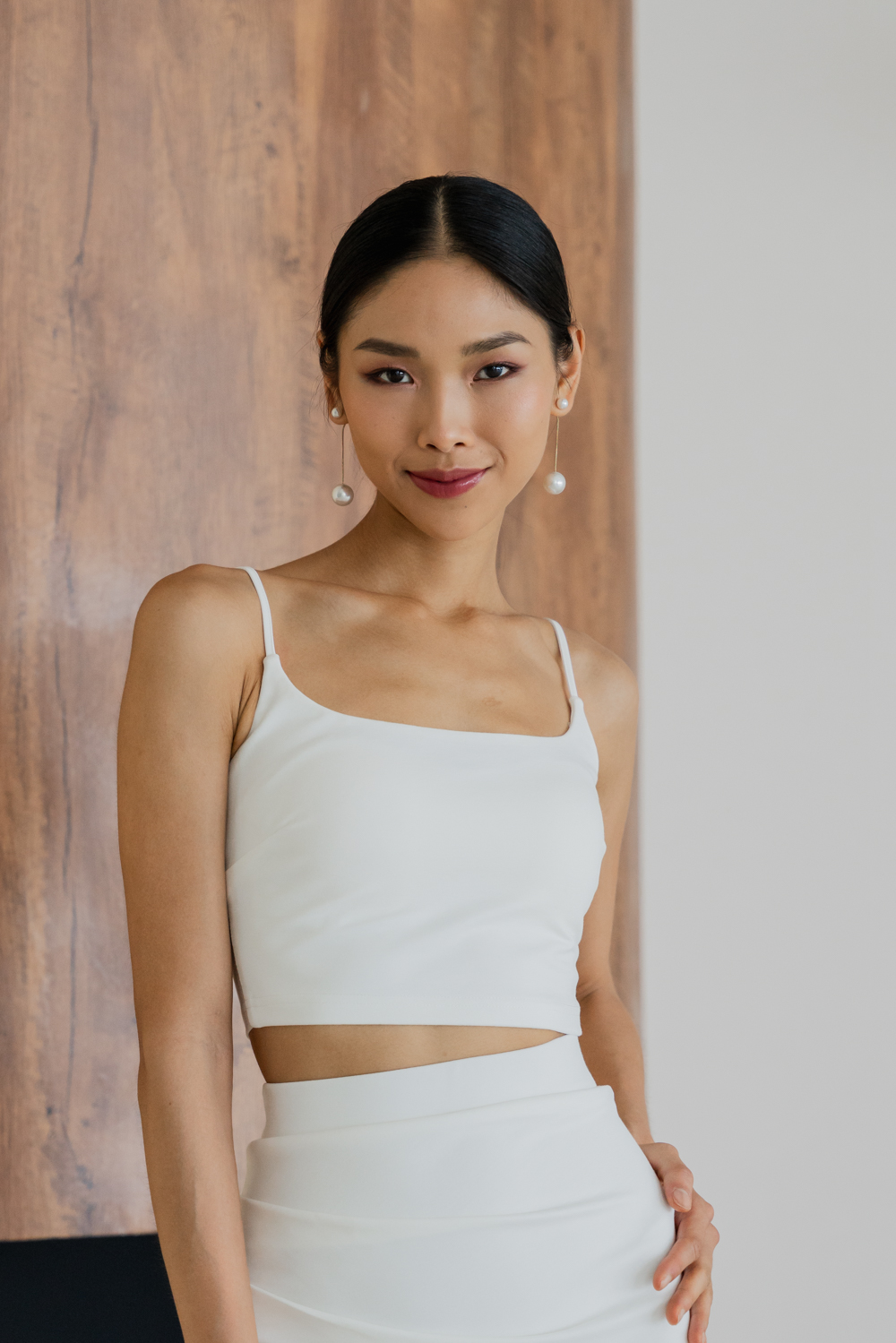 *Luxe* Sierra Scoop Neck Padded Top (White) | Carrislabelle