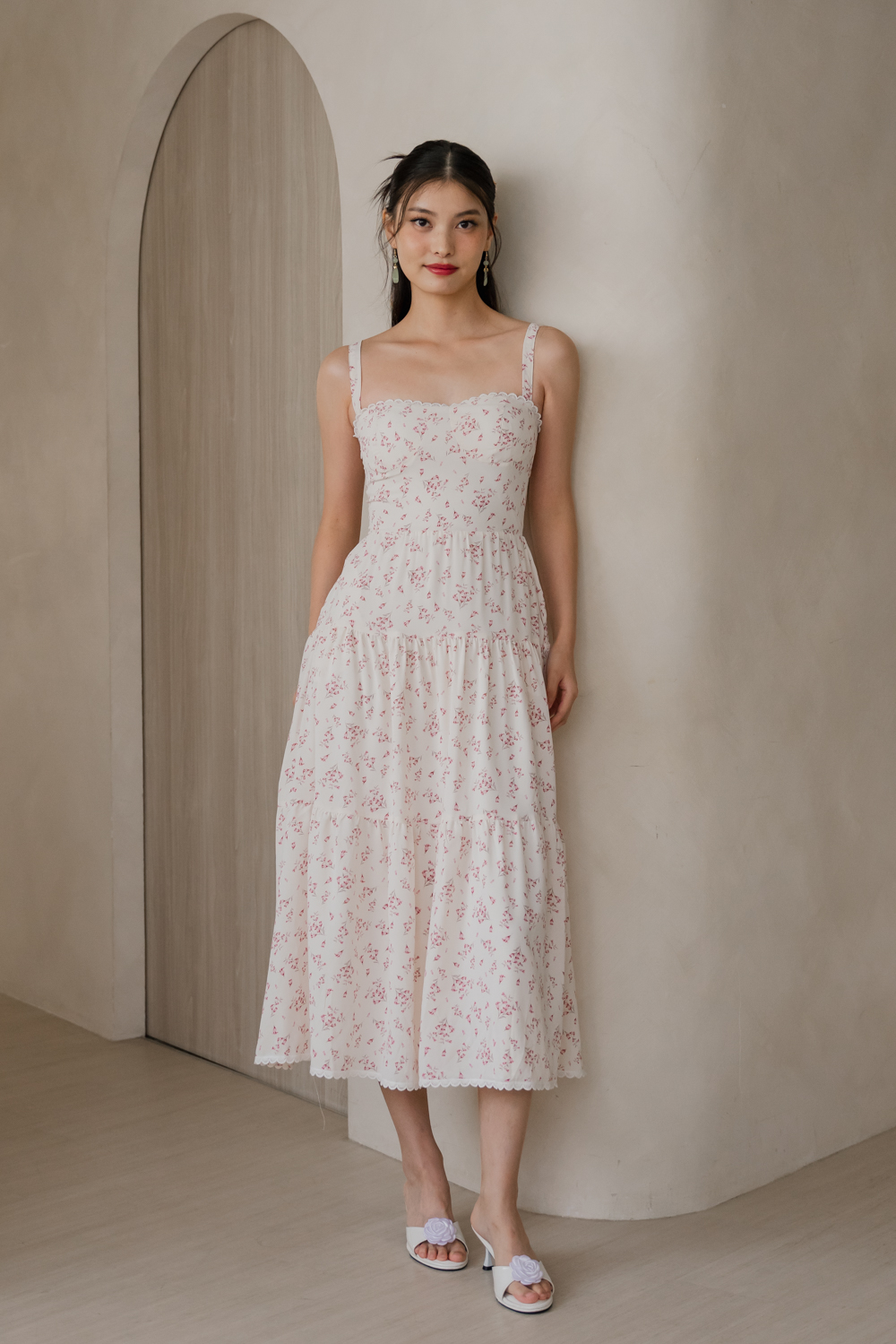 Selene Vintage Lace Dress (Pink Floral) | Carrislabelle