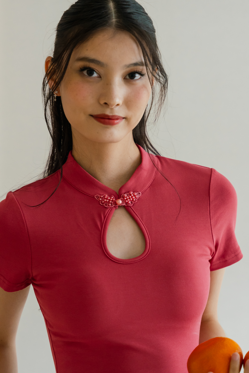 *Lite* Xiu Padded Qipao Top (Salmon Pink) | Carrislabelle