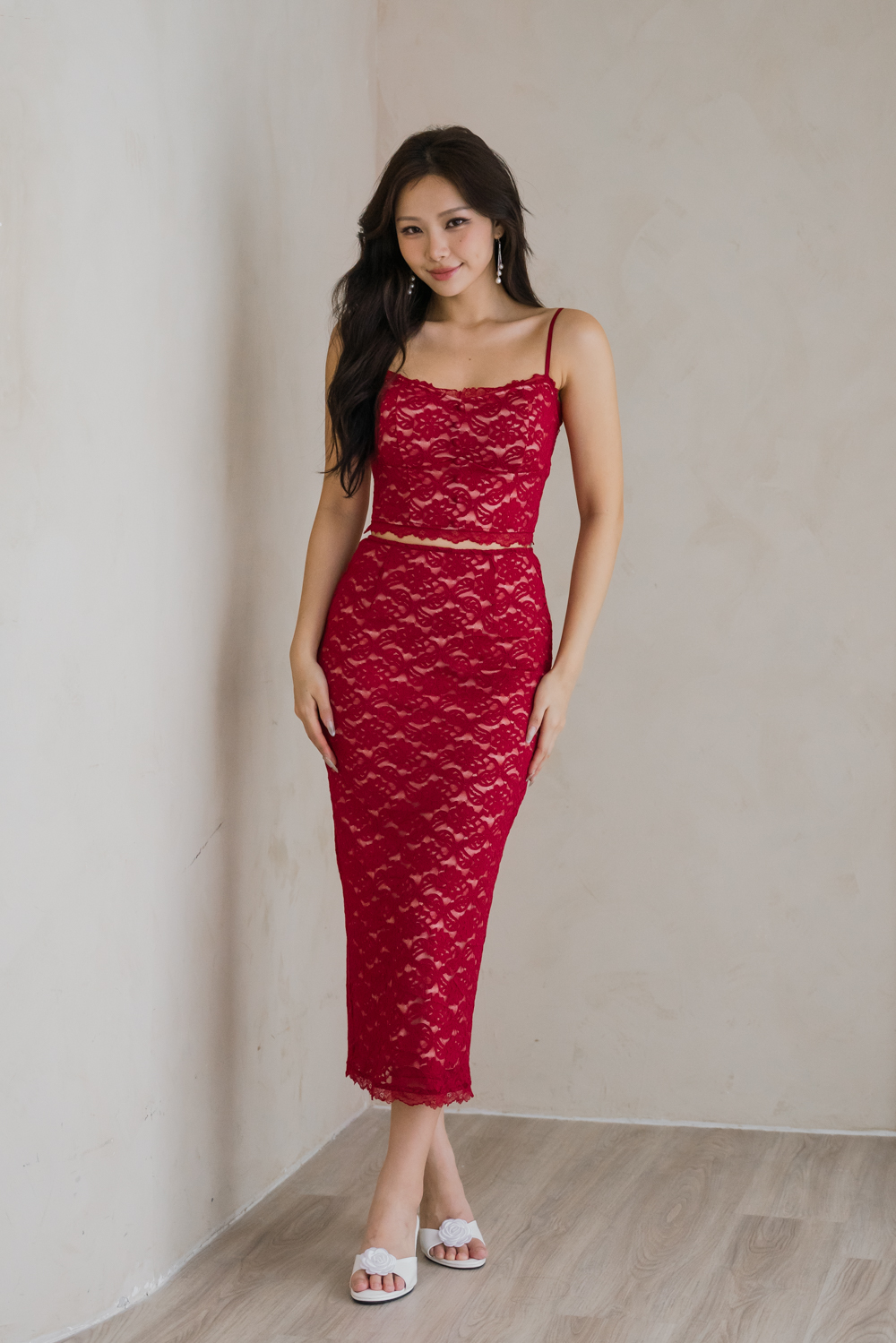 Scarlette Padded Lace Set (Red) | Carrislabelle