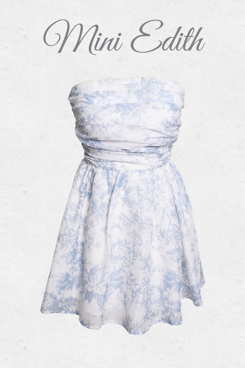 Edith Mini Romper Dress (Ice Blue Floral) | Carrislabelle