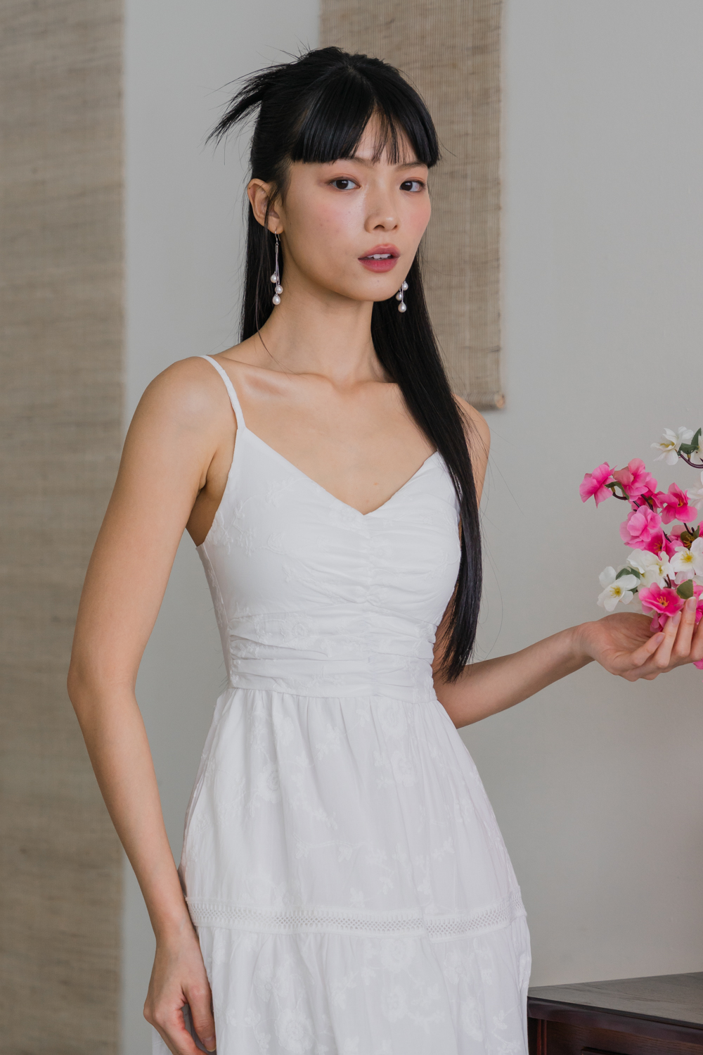 Adeline Cotton Eyelet Dress (White) | Carrislabelle