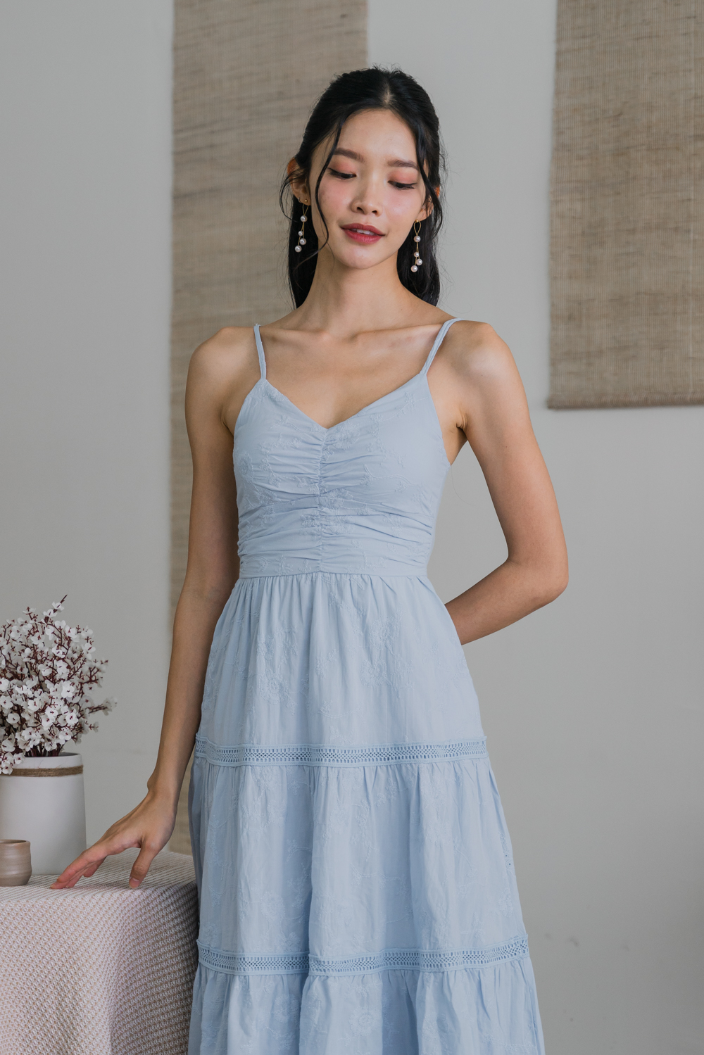 Adeline Cotton Eyelet Dress (Soft Blue) | Carrislabelle