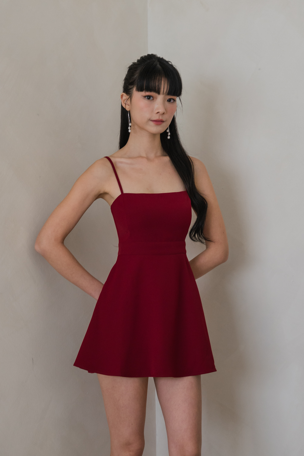 Lazette Romper Dress (Red) | Carrislabelle