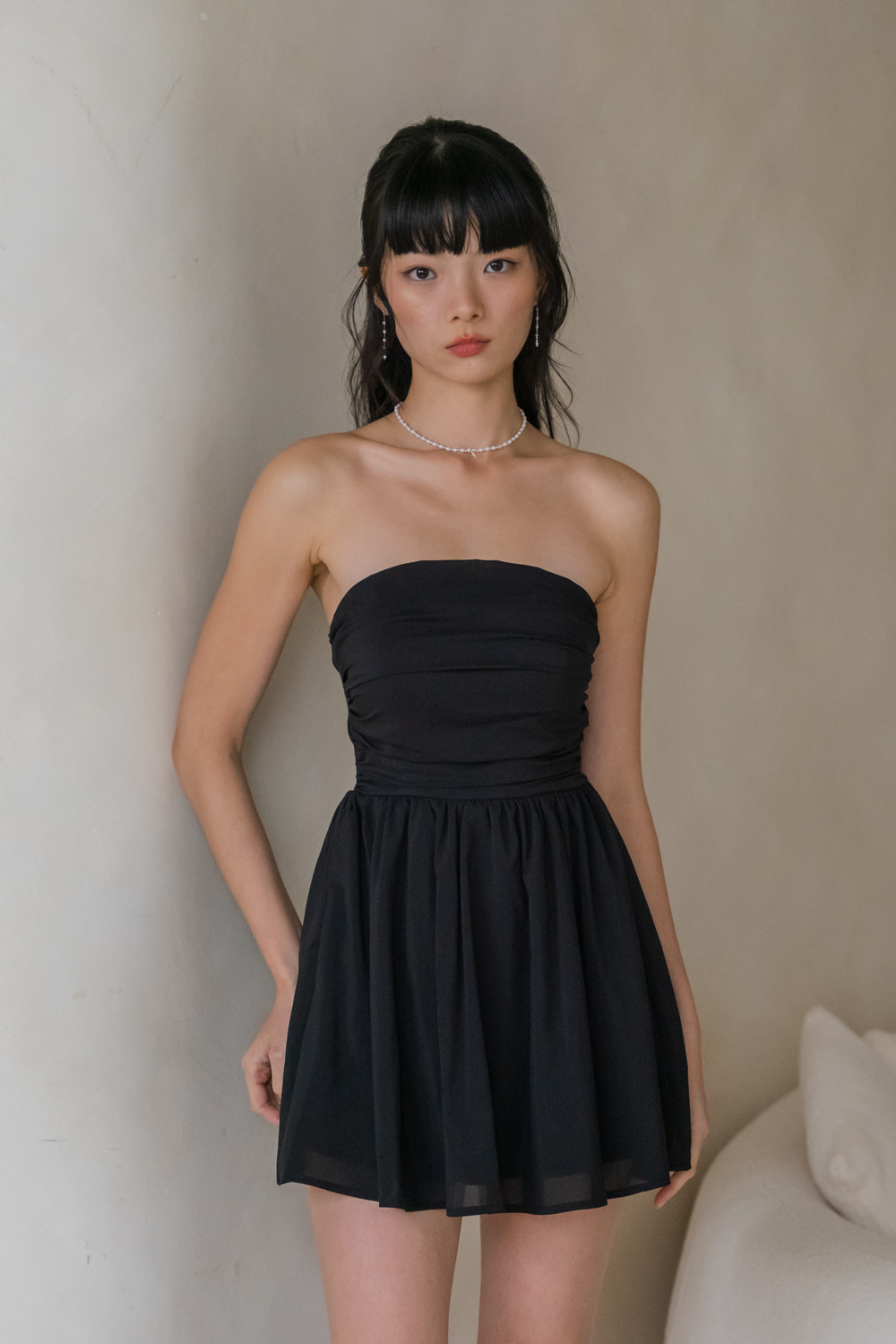 Edith Mini Romper Dress (Black) | Carrislabelle