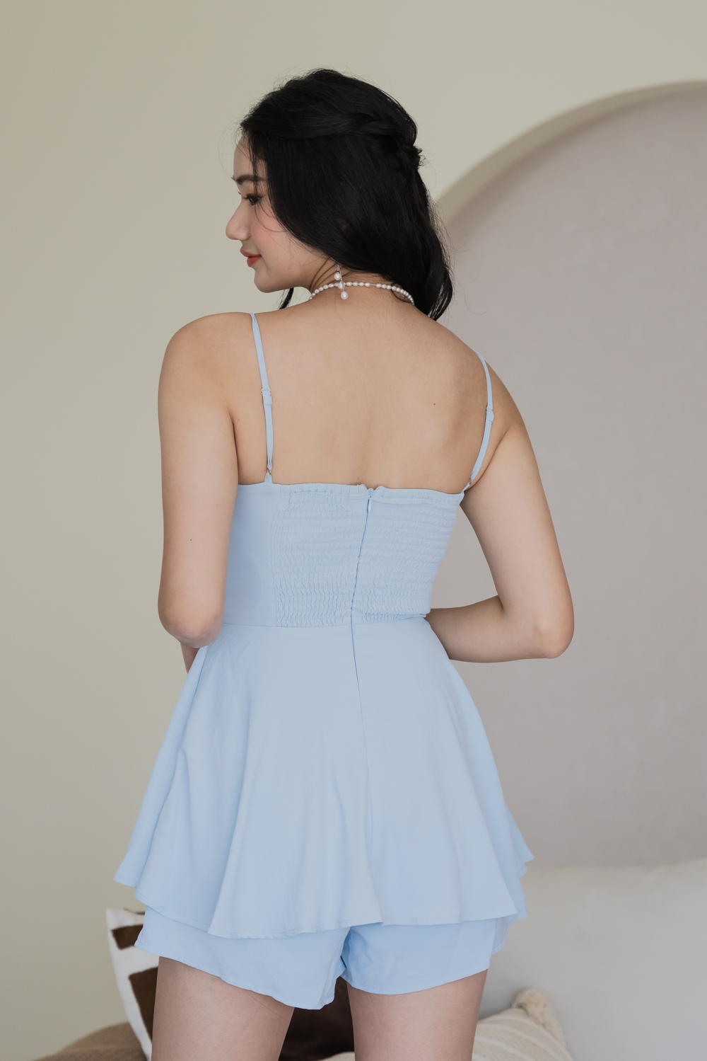Yuna Tiered Flutter Romper (Sky Blue) | Carrislabelle