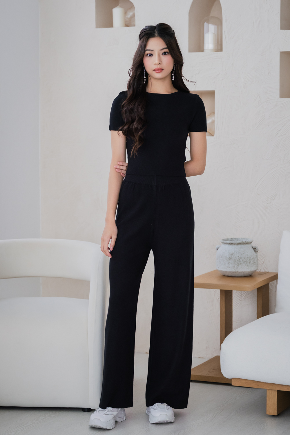 [REGULAR] Freda Knit 2pcs Set (Black) | Carrislabelle